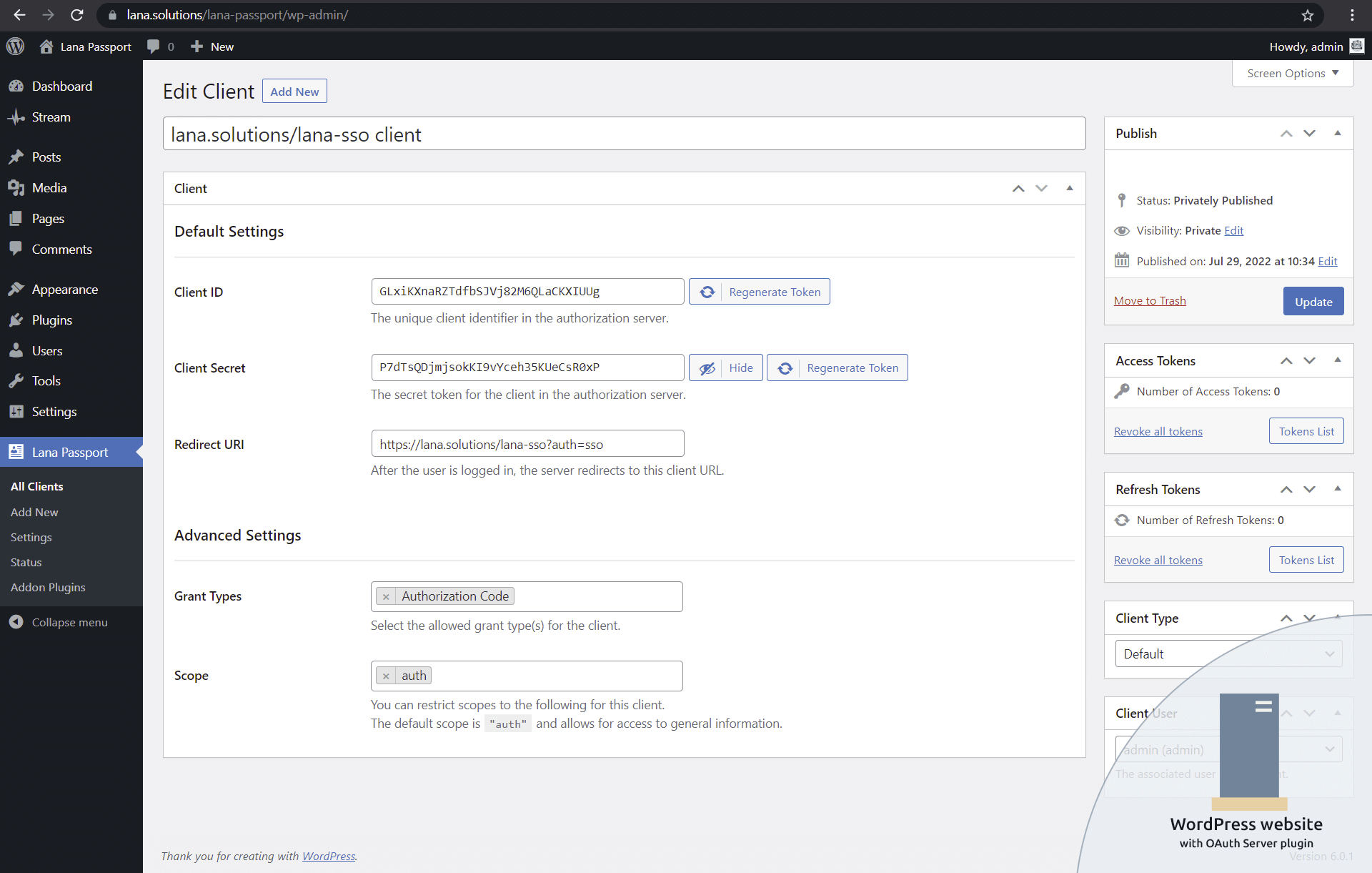 Lana Passport Oauth 20 Server Plugin For Wordpress